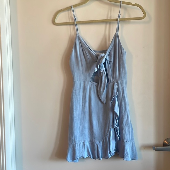 Cotton Candy | Dresses | Baby Blue Ruffle Mini Dress With Cutout | Poshmark